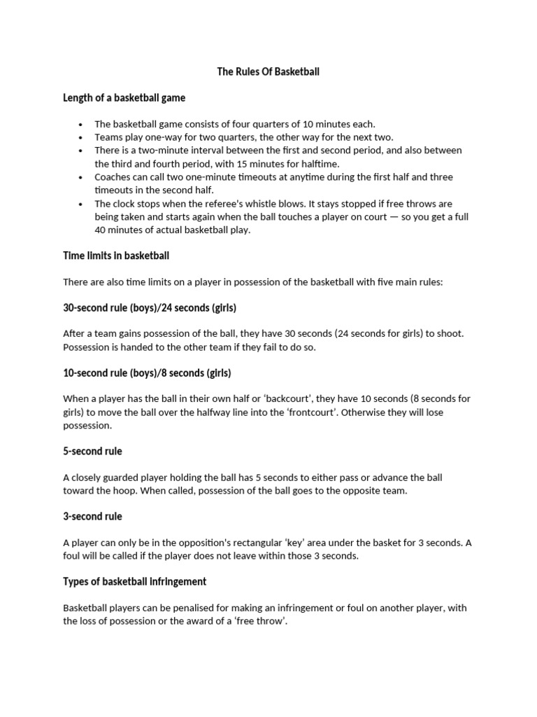 The Rules of Basketball | PDF