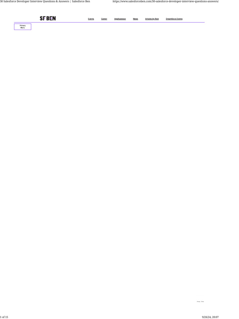 30 Salesforce Developer Interview Questions & Answers - Salesforce Ben | PDF