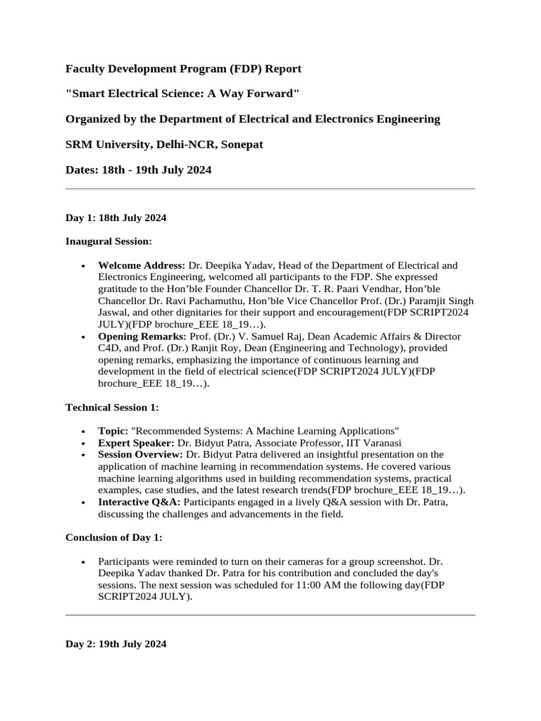 Faculty Development Program Report Pdf