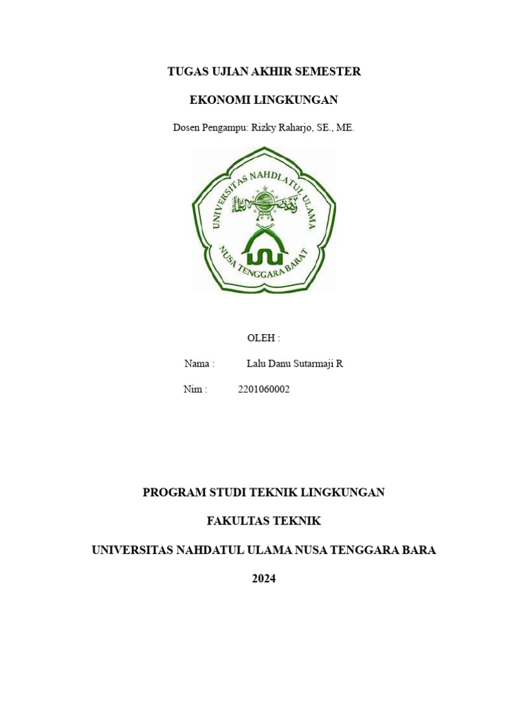 Tugas Uas Ekoling Lalu Danu 2201060002 | PDF
