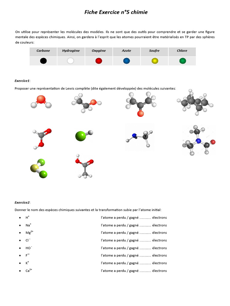 Fiche Exercice 5 Chimie | PDF