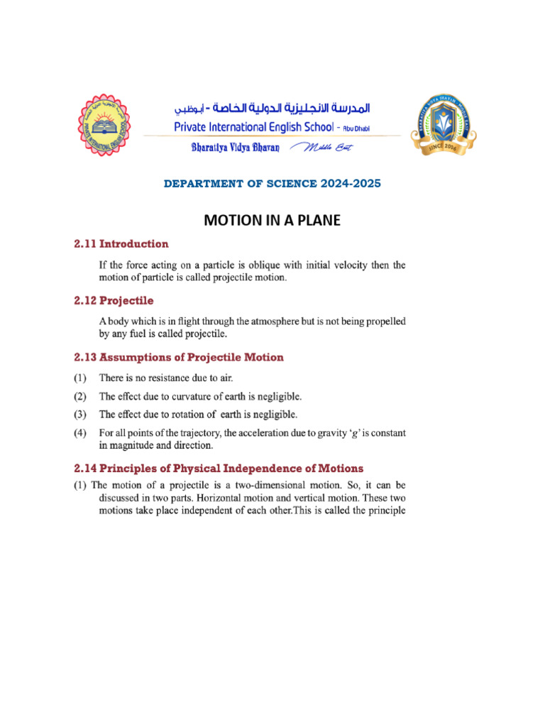 #1Reading Material Motion in a Plane | PDF