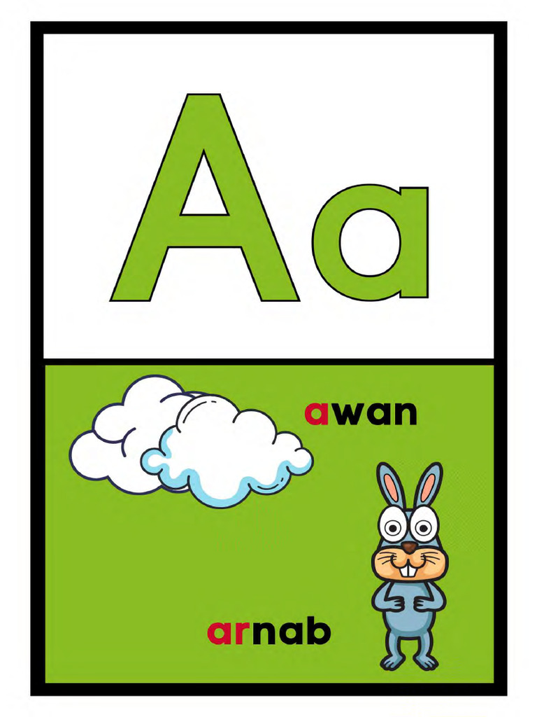 Cartoon ABC - BM - WITHOUT Tracing Guide (Size A4) | PDF