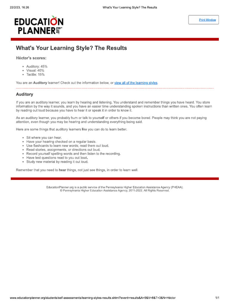 Learning Style | PDF