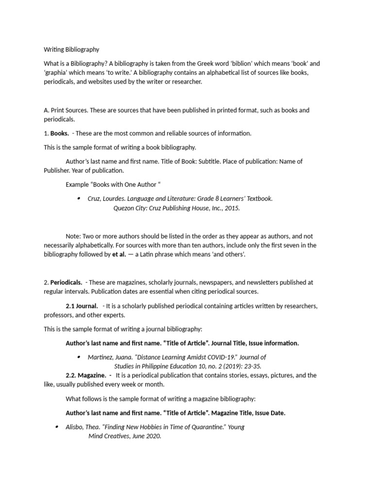 Writing Bibliography | PDF