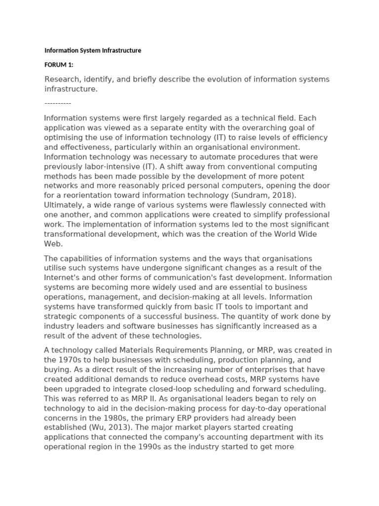 Information System Infrastructure Discussion Forums 1-8 | PDF