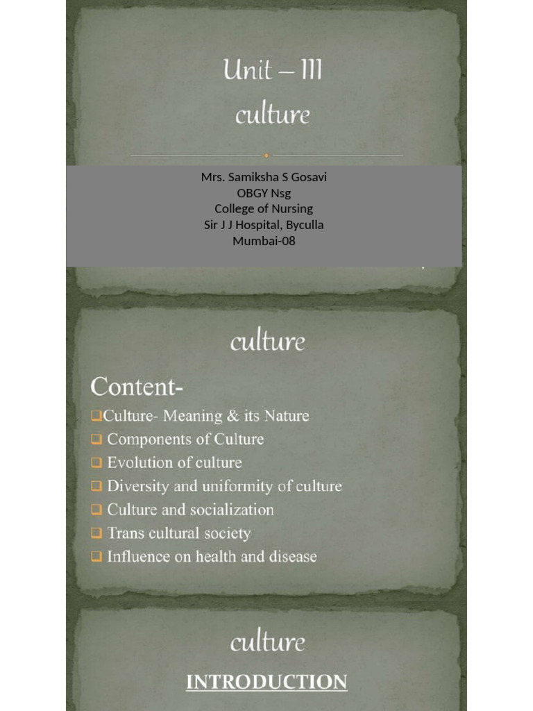Unit-III (Culture) | PDF