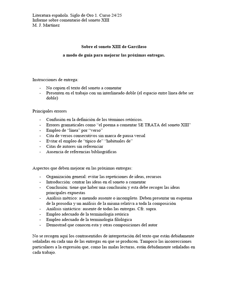 Sobre El Soneto XIII de Garcilaso | PDF