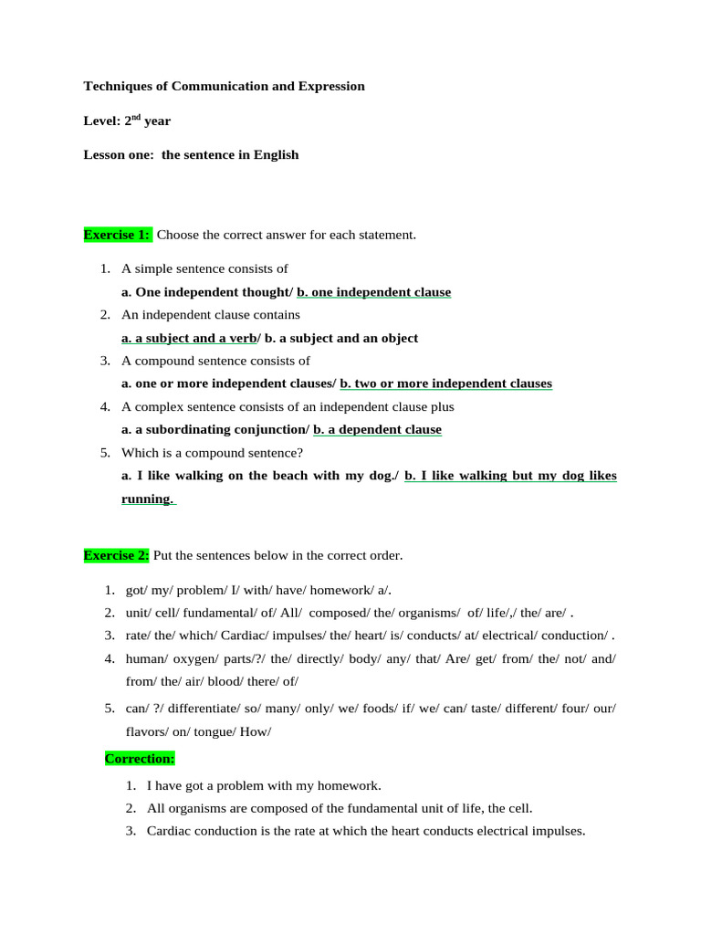 Lesson 1 The Sentence in English | PDF
