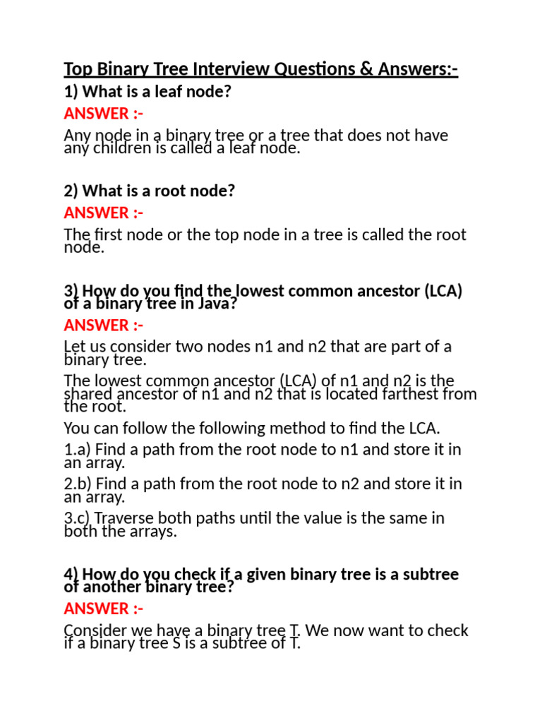 Binary Tree Interview | PDF