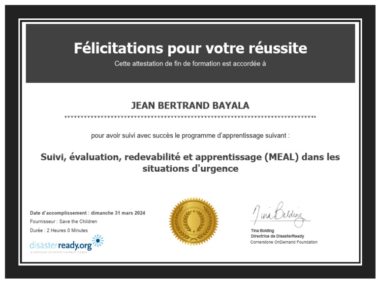 Certificate MEAL | PDF