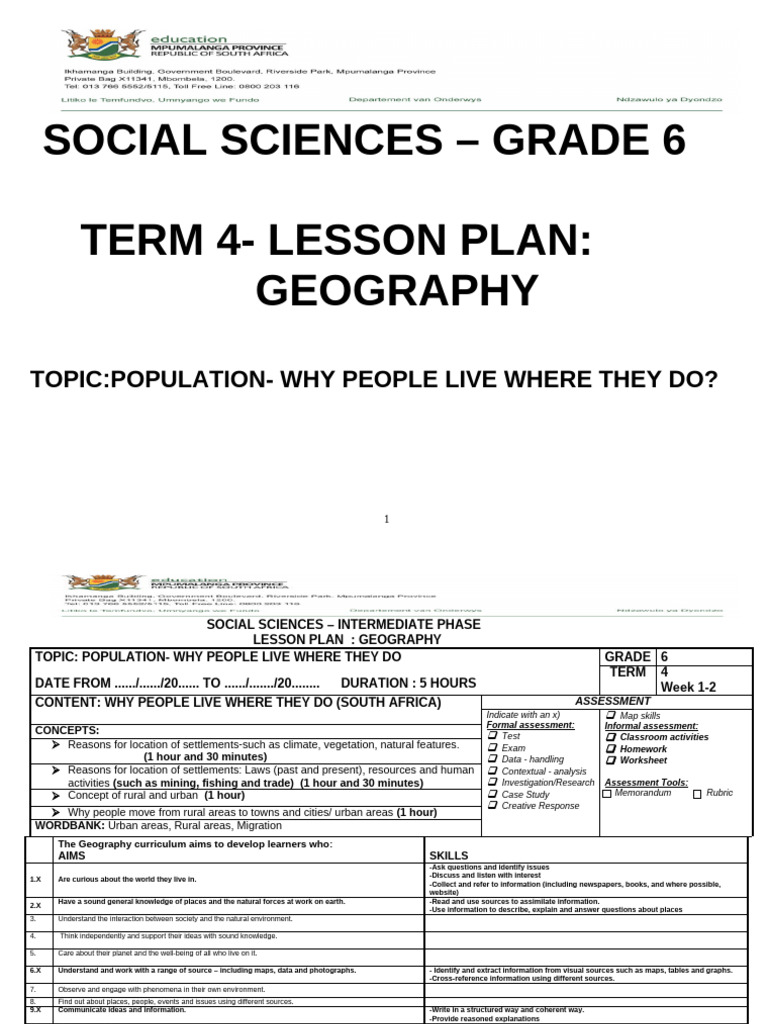 Term 4-Grade 6 Geography Ss Lesson Plans | PDF