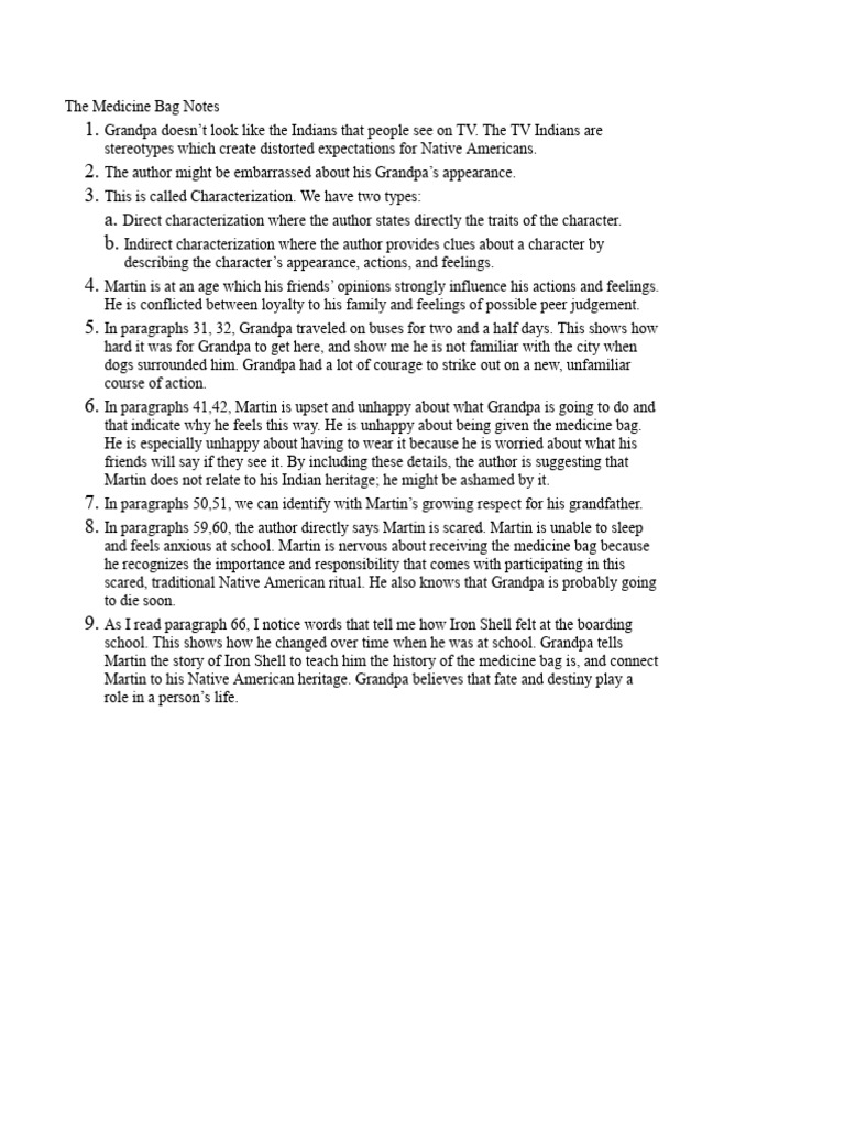 The Medicine Bag Notes | PDF