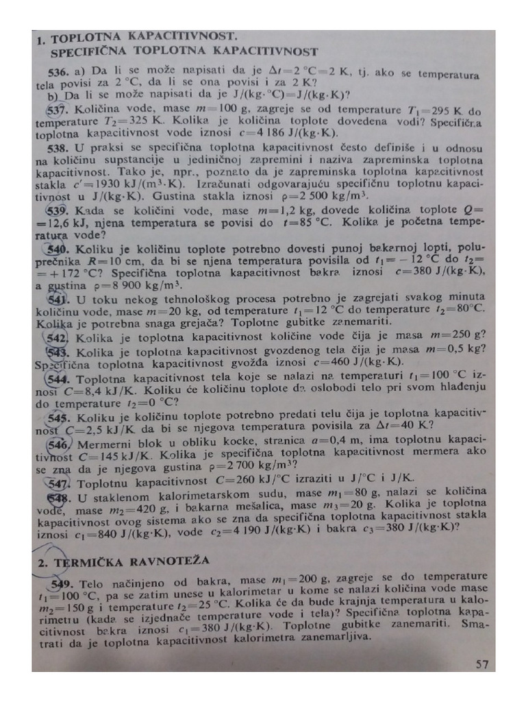 3 Toplota, Toplotni Kapacitet, Fazni Prelazi ZADACI | PDF