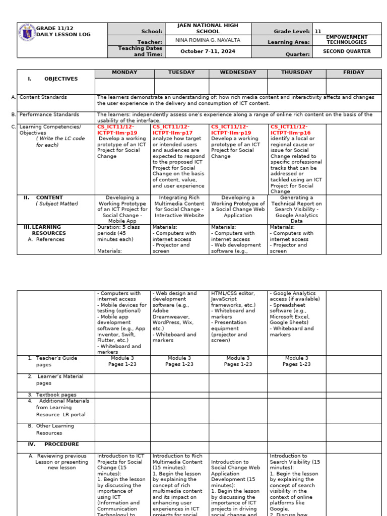 DLL-WEEK 3 2nd-Q-November-20-24-2023 EMTECH | PDF