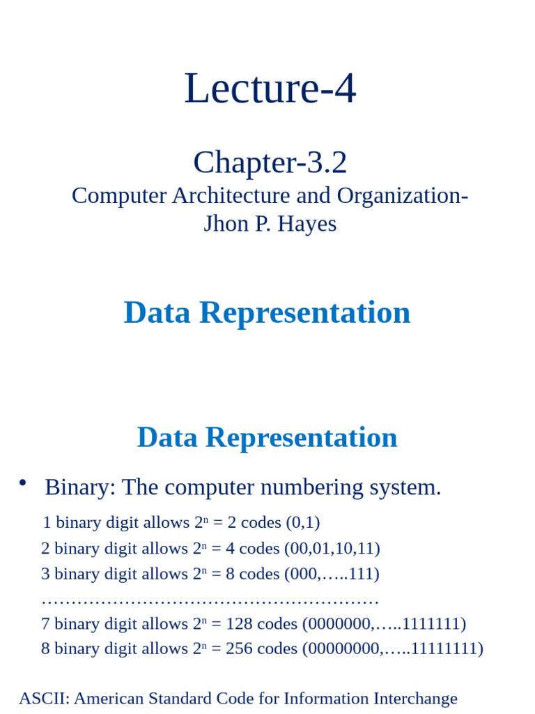 Lecutre-4 Data Representation | PDF