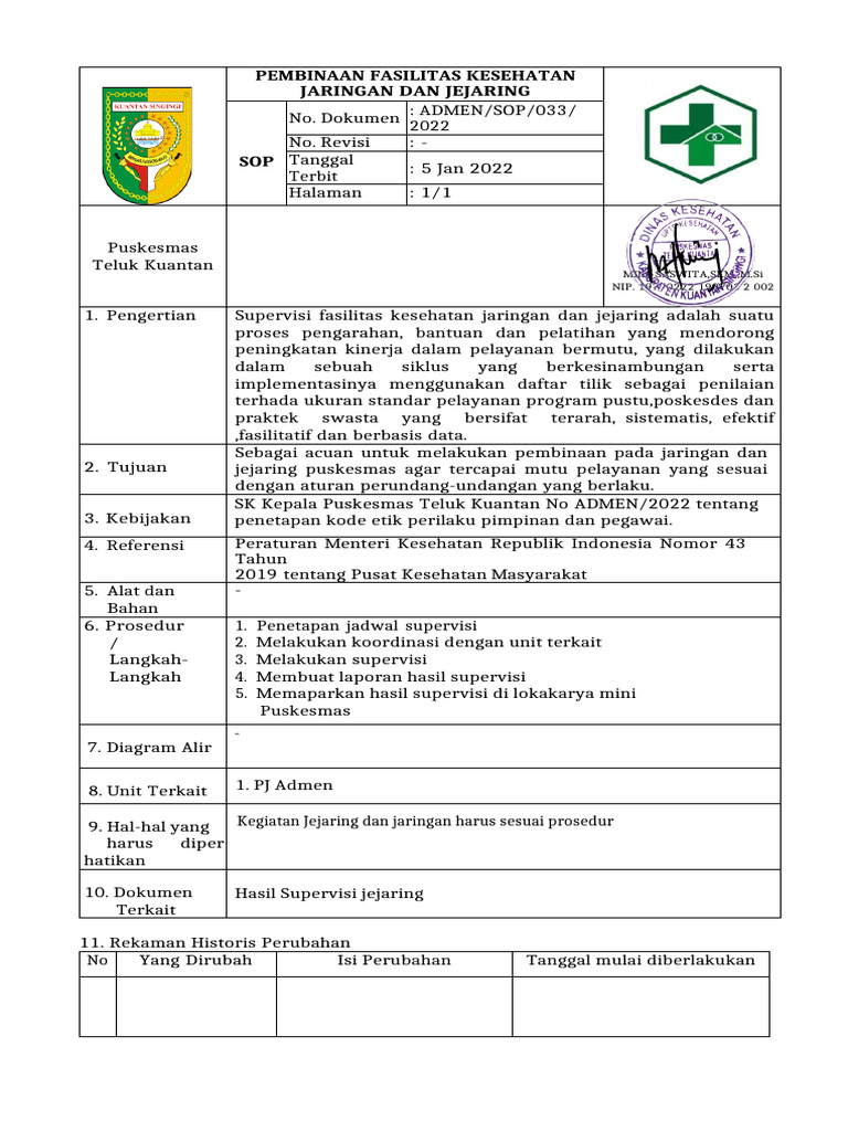 1.2.3.a.2 SOP JEJARING DAN JARINGAN | PDF