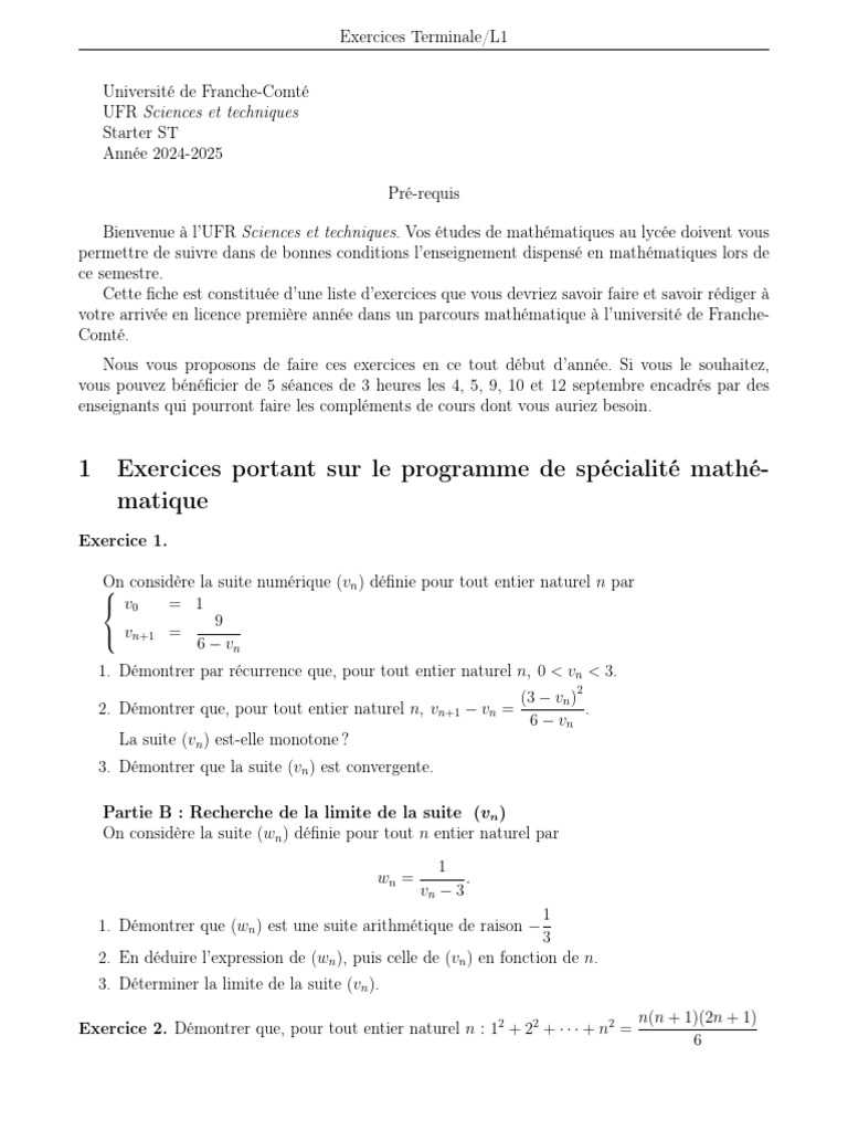 TD Maths Liaison Term l1 | PDF