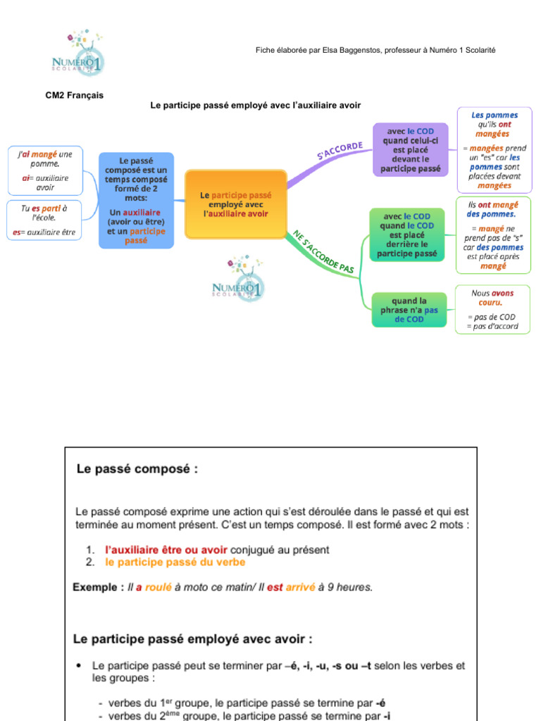 Le Participe Passé Employé Avec Lauxiliaire Avoir | PDF