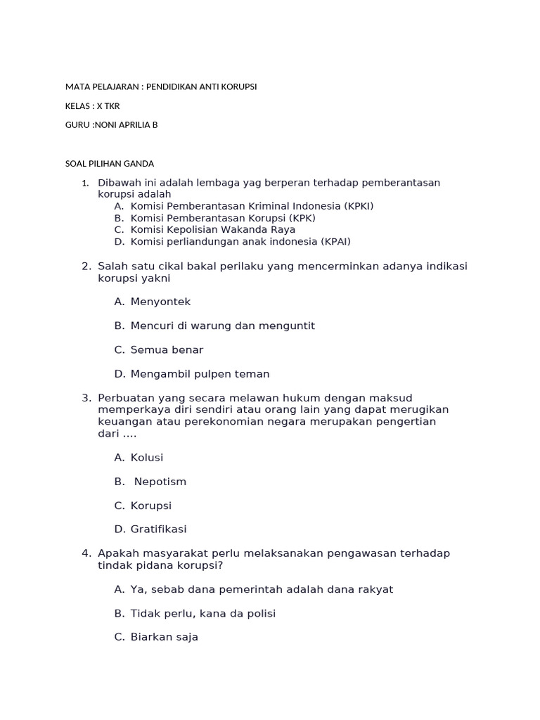 Soal Pak Kelas 10 | PDF
