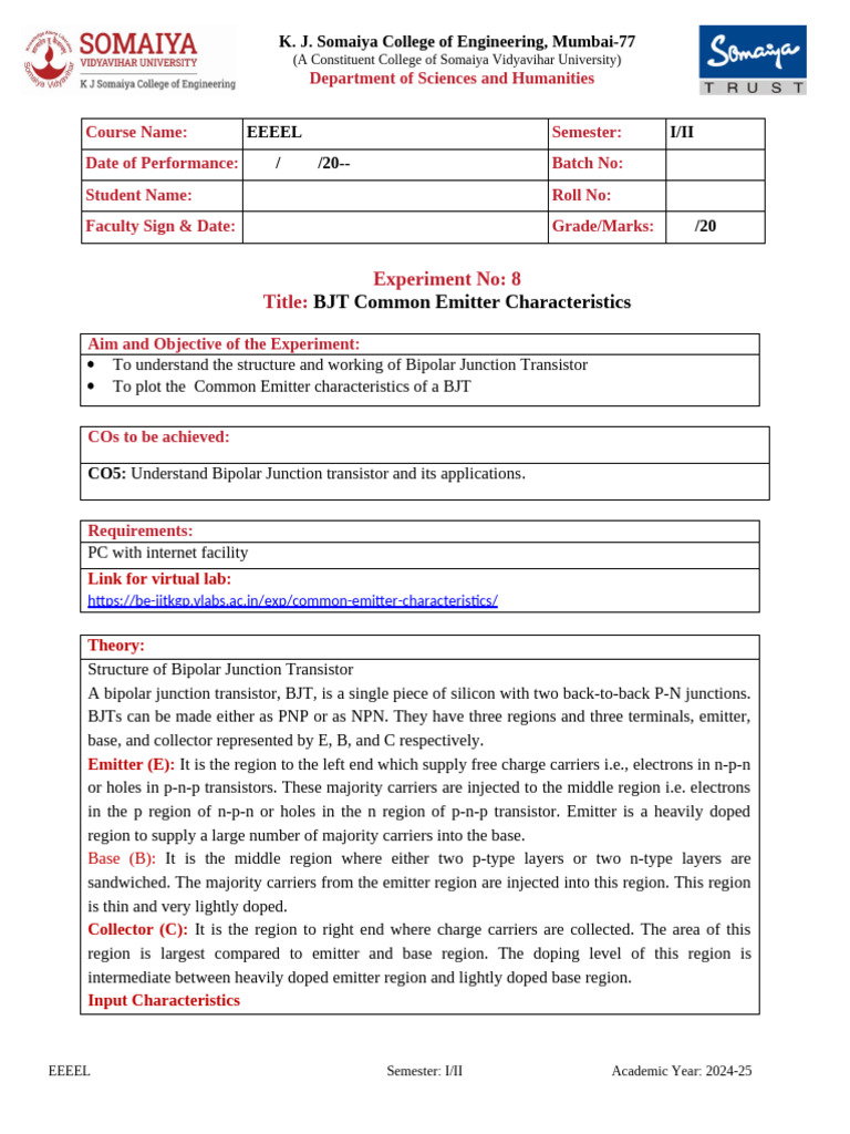 Expt_8_Common_Emitter_characteristics_24-25 | PDF