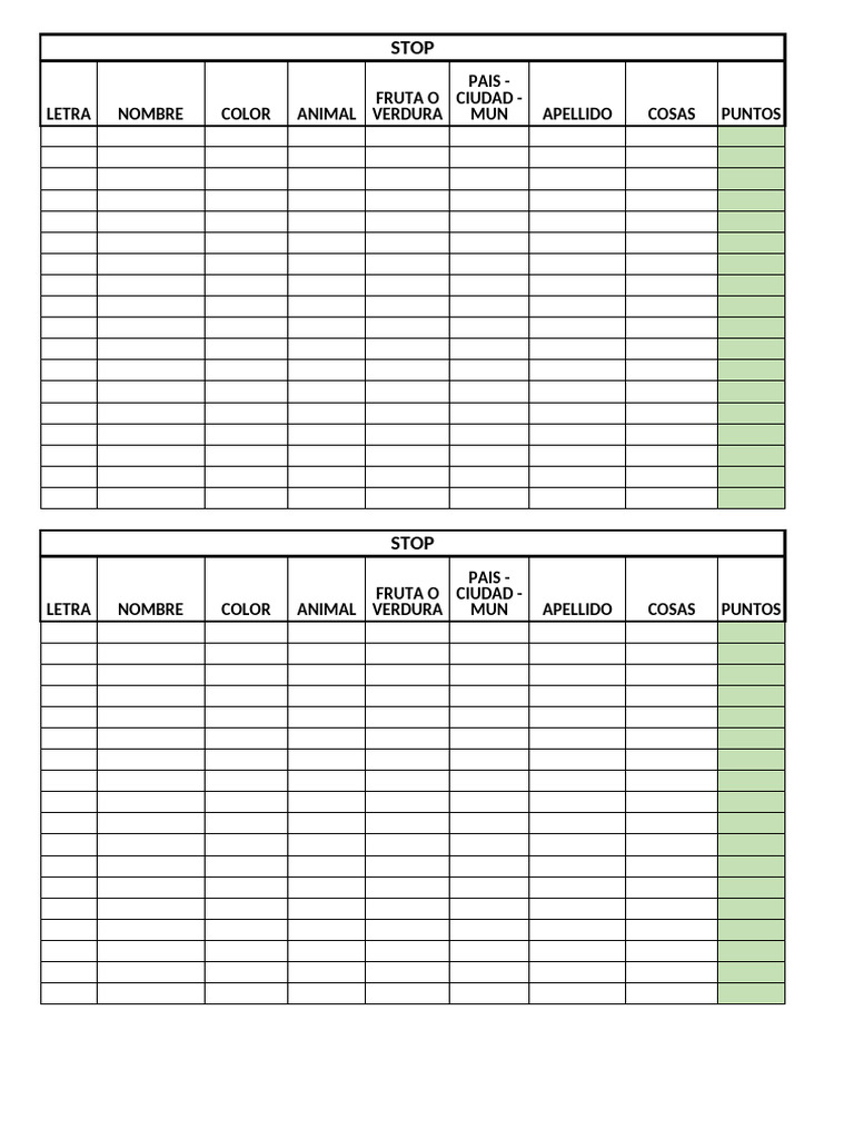 Juego Stop | PDF