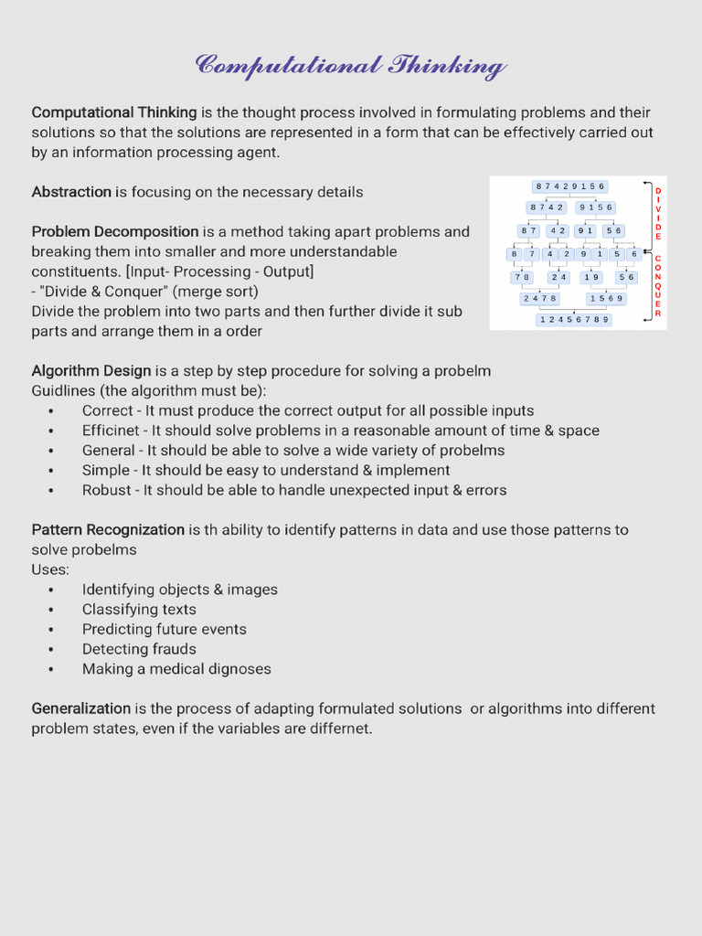 Computational Thinking Revision Notes Pdf