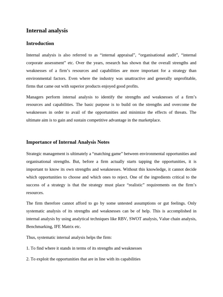 Internal analysis | PDF
