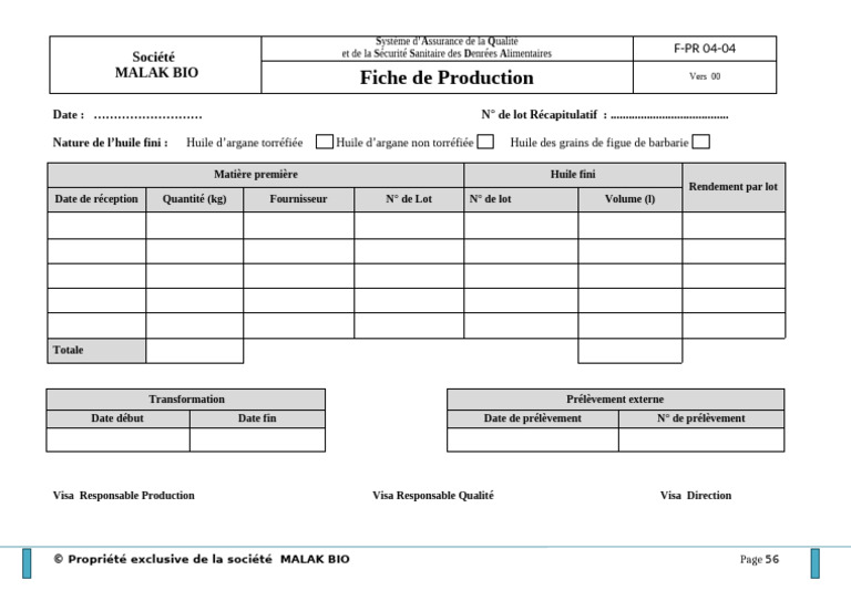 F-PS 04-04 Fiche de production | PDF