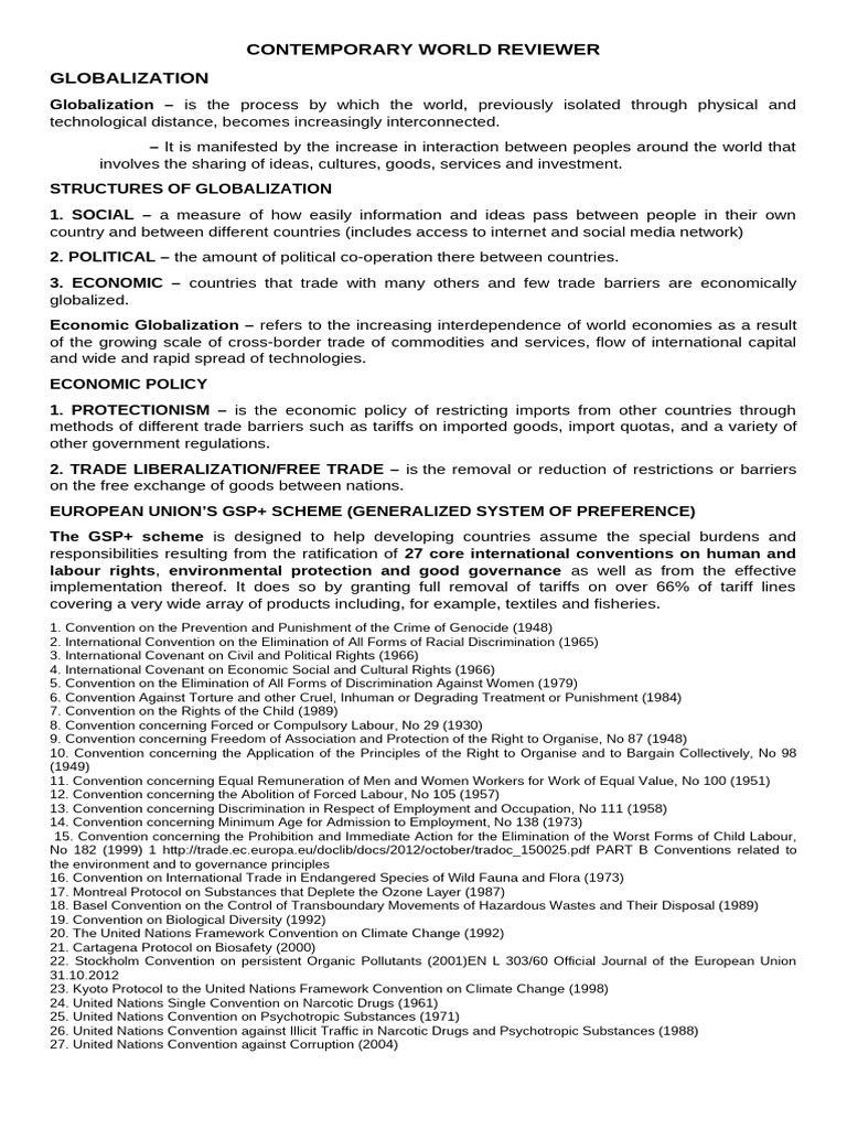 Contemporary World Reviewer | PDF