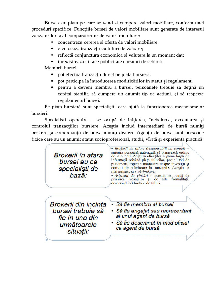 Bursa Este Piata Pe Care Se Vand Si Cumpara Valori Mobiliare | PDF