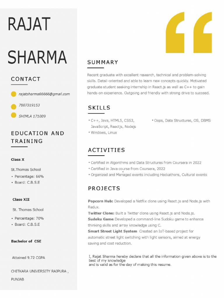 Rajat Resume | PDF