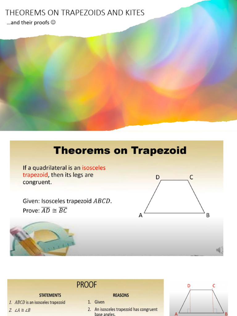 Theorems On Trapezoids and Kites Proofs and Applications | PDF