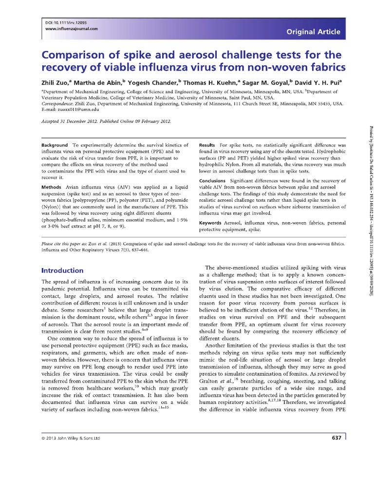Comparison of Surface Sampling Methods For Virus Recovery From Fomites ...