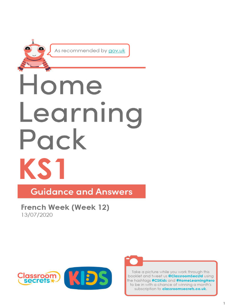 ks1-week-12-french-week-home-learning-pack-guidance-and-answers | PDF