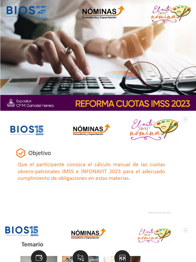 CUOTAS IMSS E INFONAVIT 2023 - Participantes | PDF