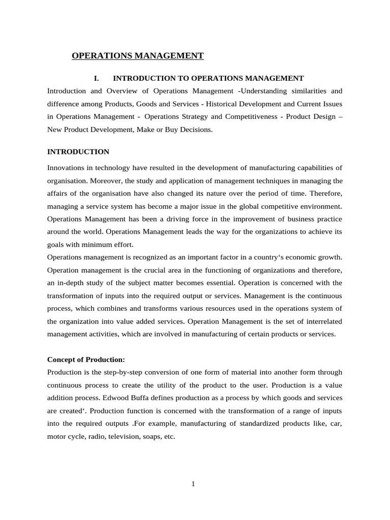 Lecture 2 - Introduction To Operations Management | PDF