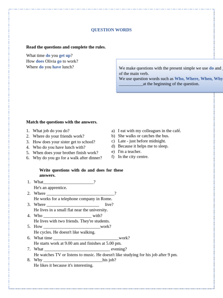 Mastering Question Words in English | PDF | Language Arts & Discipline
