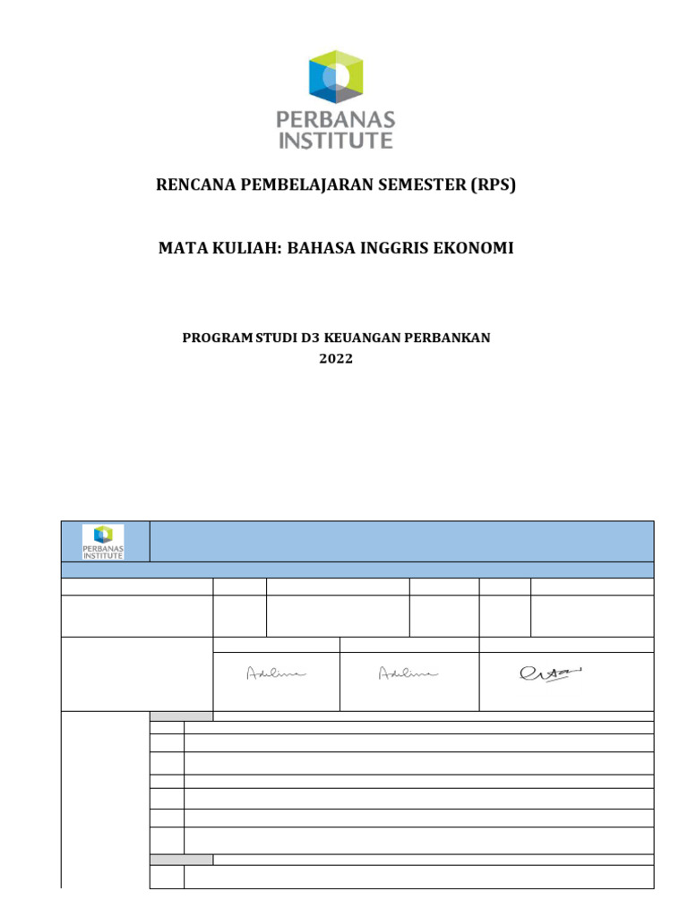 RPS Bahasa Inggris Ekonomi (DK20022) | PDF