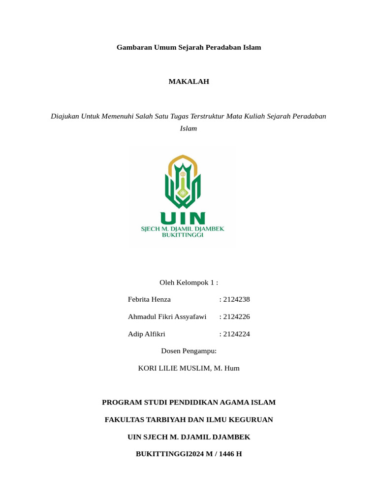 Sejarah Peradaban Islam: Gambaran Umum | PDF