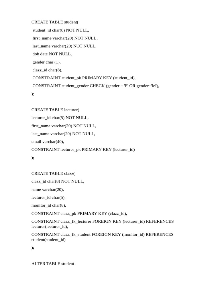 Create Table Student | PDF