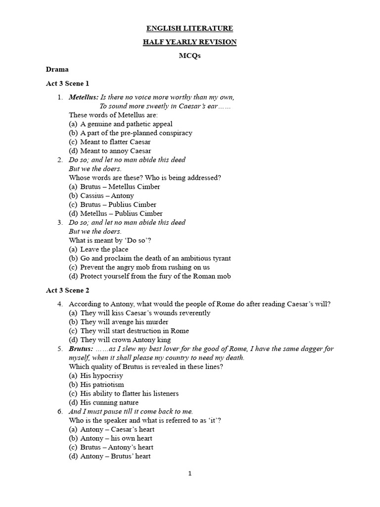 Eng Lit Rev | PDF | Mark Antony | Julius Caesar