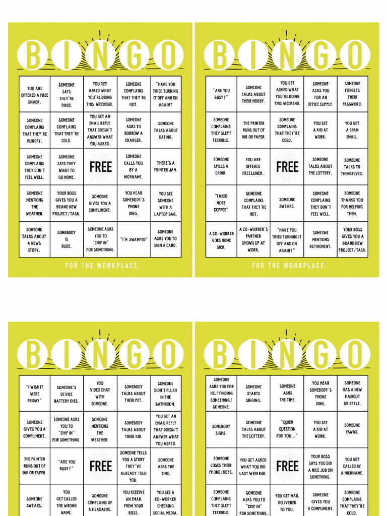 BINGO Cards 5x7 Yellow and Green | PDF