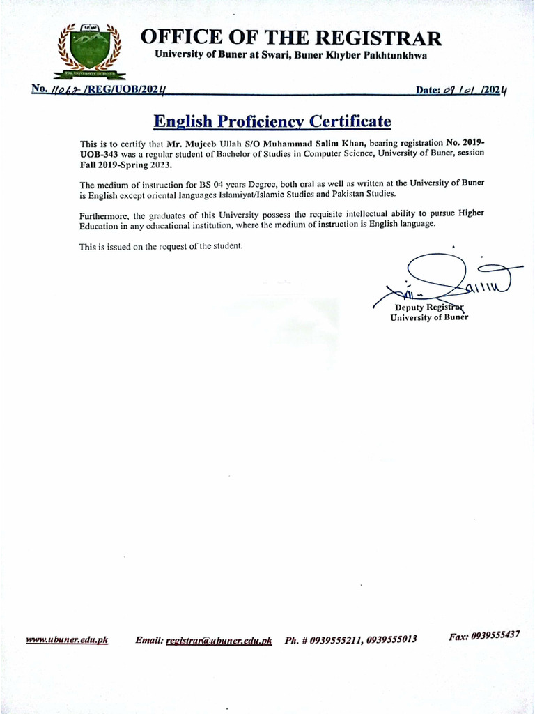 English proficiency letter(2) | PDF