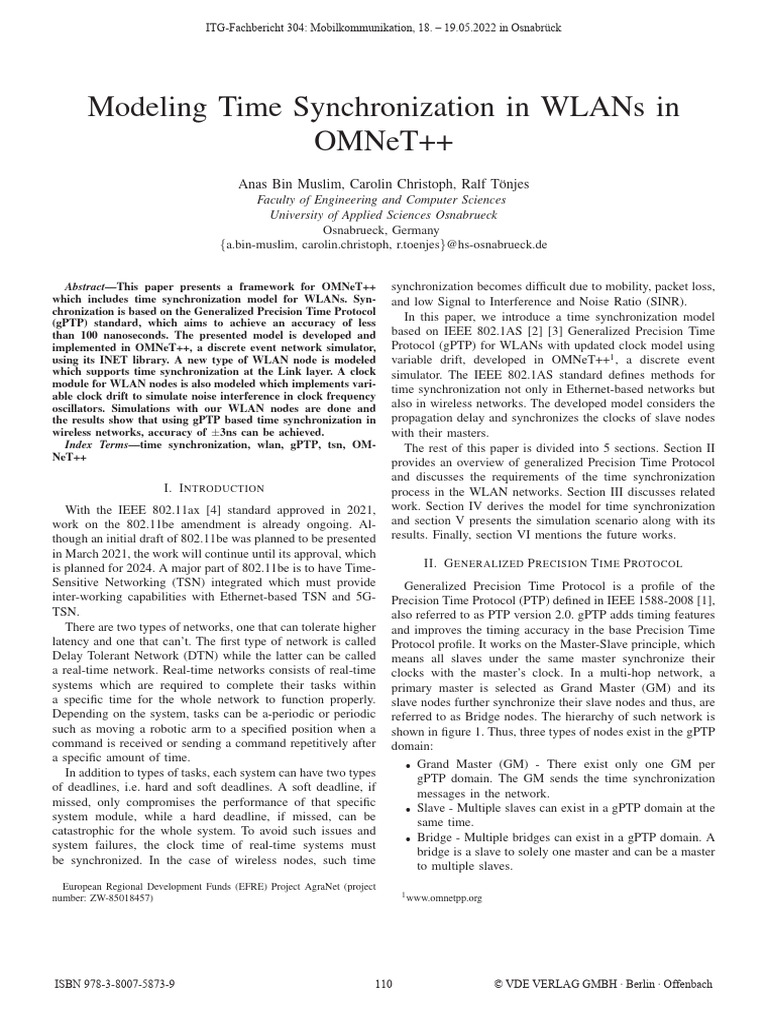 Modeling Time Synchronization in WLANs in OMNeT | PDF