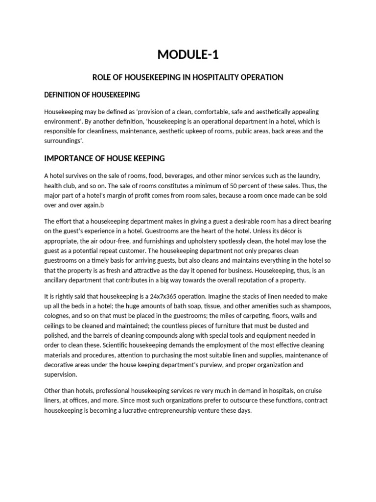 S1 HK Notes | PDF | Housekeeping | Finance & Money Management