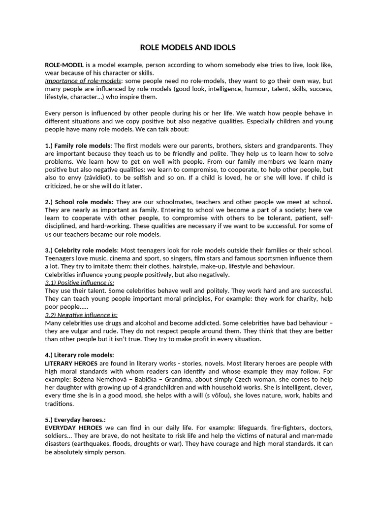 Role models and Idols | PDF