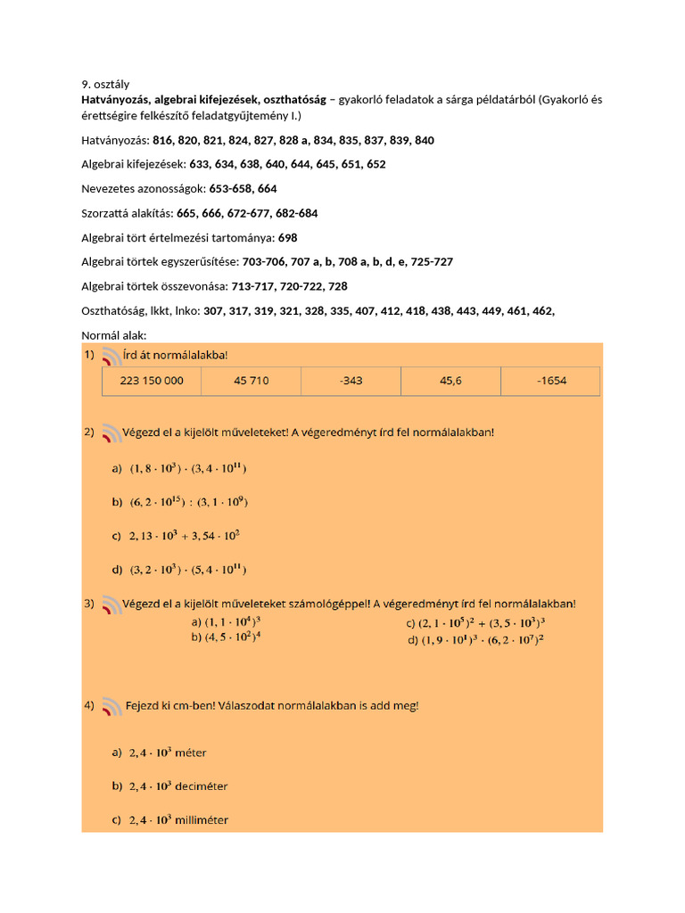 Oszt Gyakorló Feladatok | PDF