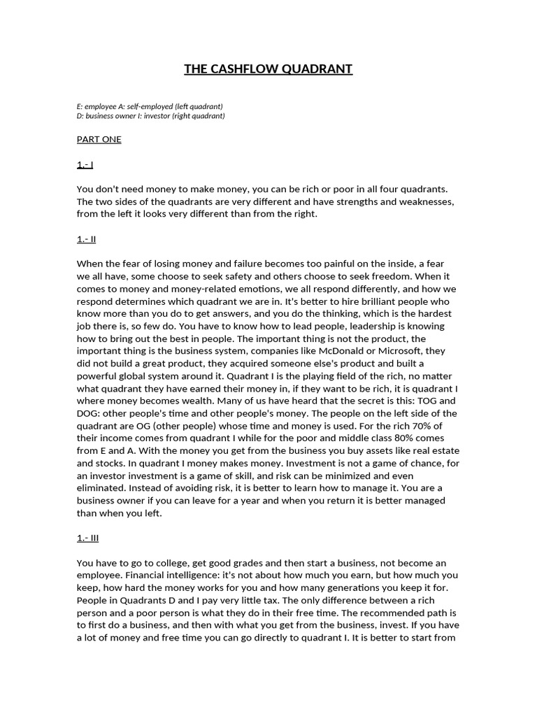 The Cashflow Quadrant | PDF