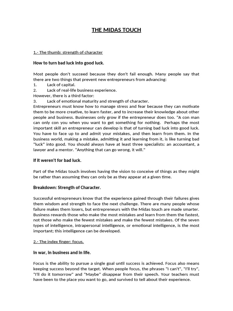 The Midas Touch | PDF